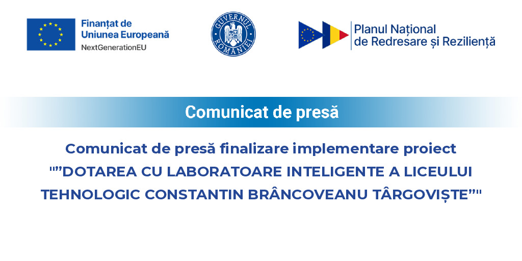 Anunț finalizare implementare proiect "”DOTAREA CU LABORATOARE ...